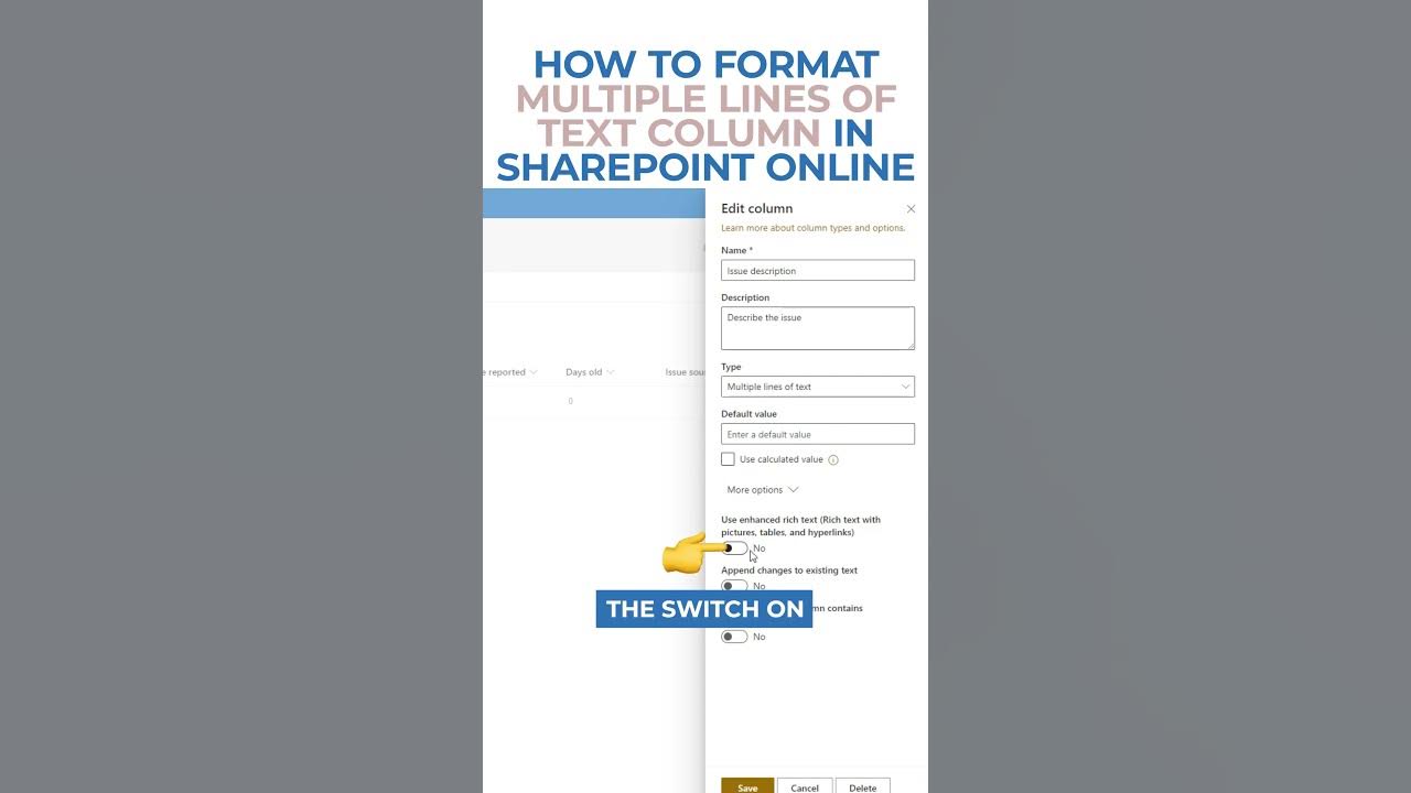 Format "Multiple lines of text" Column in SharePoint - YouTube