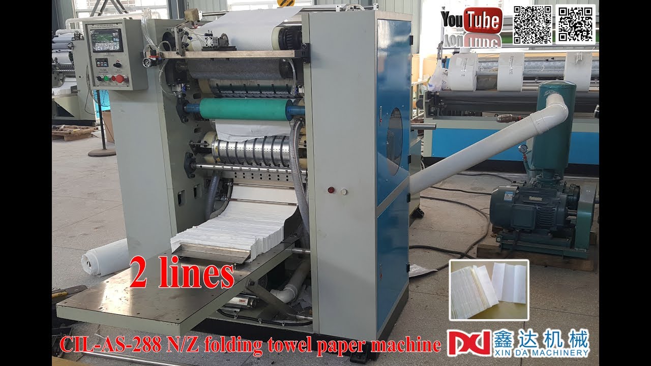 Automatic 2 lines N folding hand towel paper making machine - YouTube