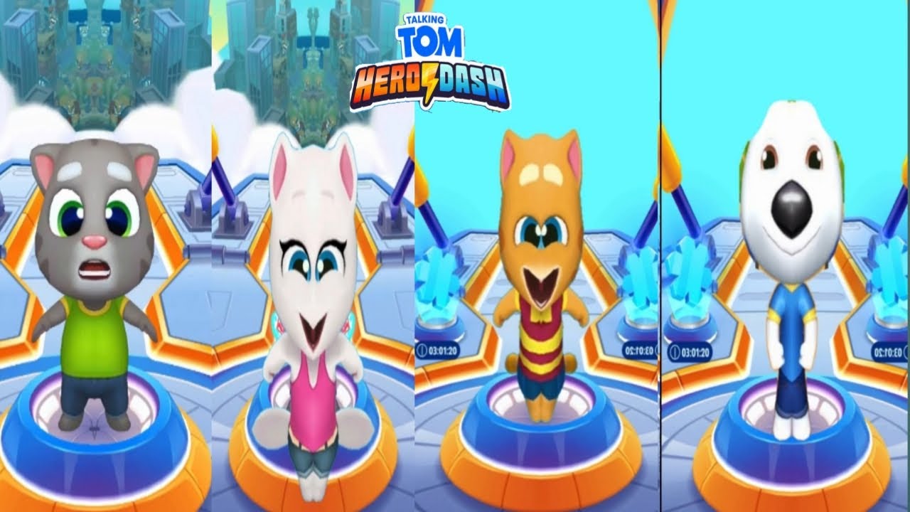 TALKING TOM HERO DASH -- HERO TOM ANGELA GINGER & HANK RUNNING IN ...