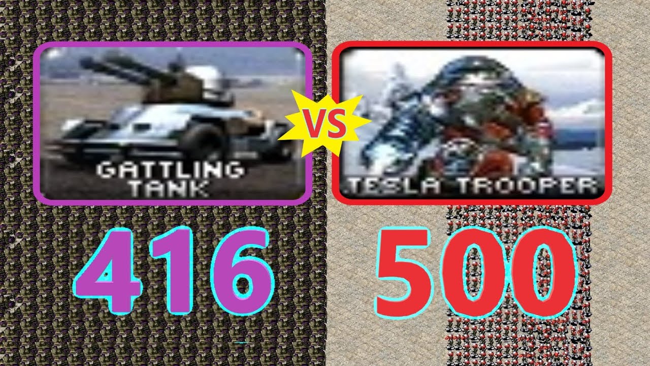 Gattling Tank vs Tesla Trooper - Same Cost - Red Alert 2 - YouTube