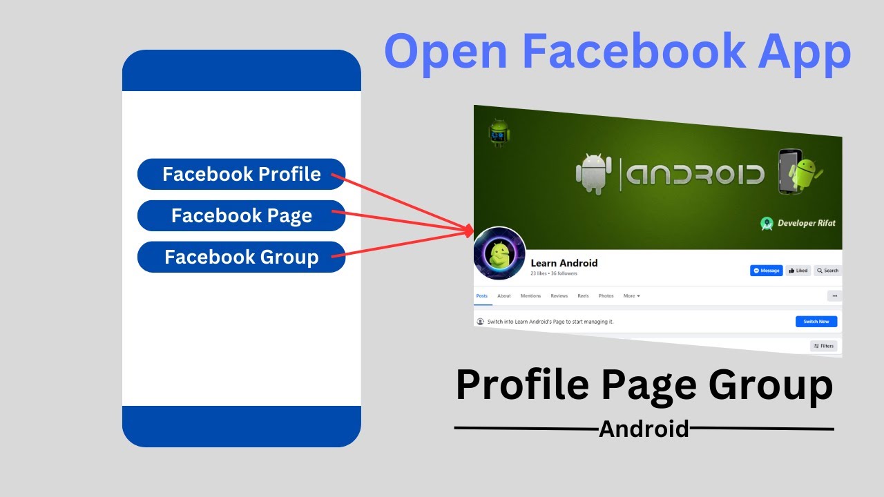 Facebook Profile Page Group Open Android App Without WebView - YouTube