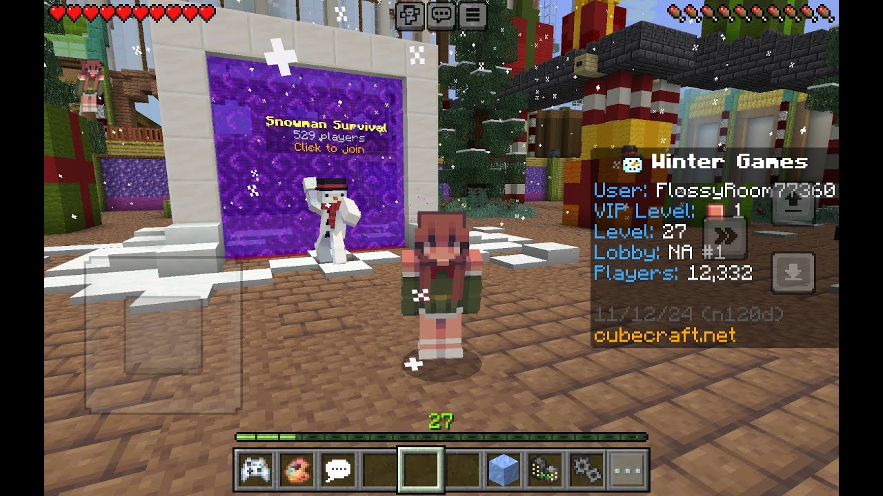 Playing Snowman survival in Cubecraft! Christmas addition - YouTube