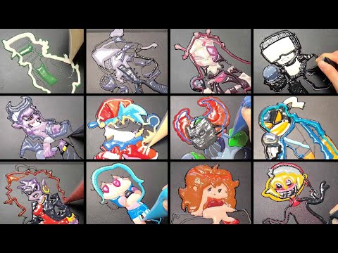 FRIDAY NIGHT FUNKIN Pancake art Challenge, Garcello, Ruv, Sarv, Tankman, Tricky, Whitty, Lemon Demon