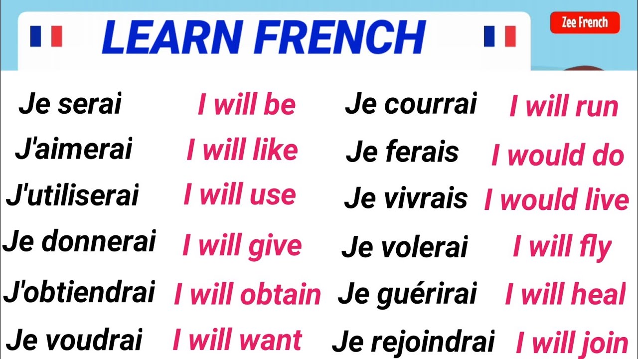 Master French: Very Useful Verbs in French and in English. Verbes Super ...