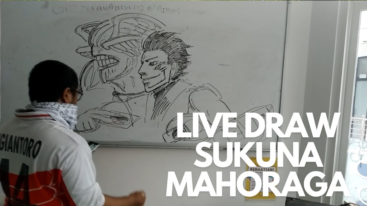 The real whiteboard art #1 | Live Draw Sukuna and mahoraga in 10 ...