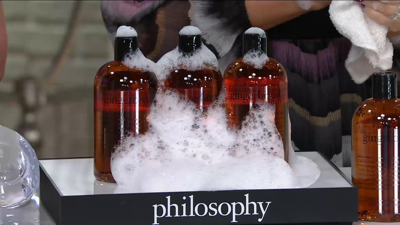 philosophy gingerbread man 3-in-1 shower gel trio on QVC - YouTube