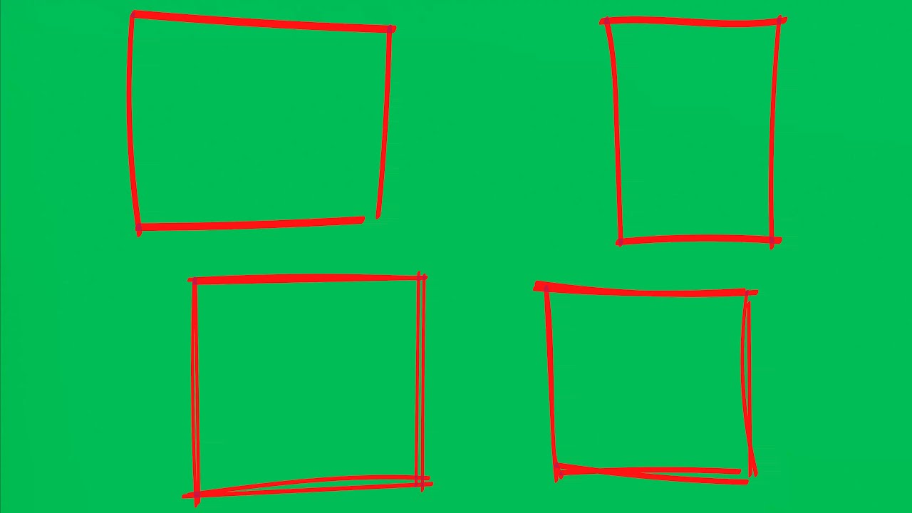 Green Screen Hand Drawn 4 animations effects of Red Square/Highlighter ...