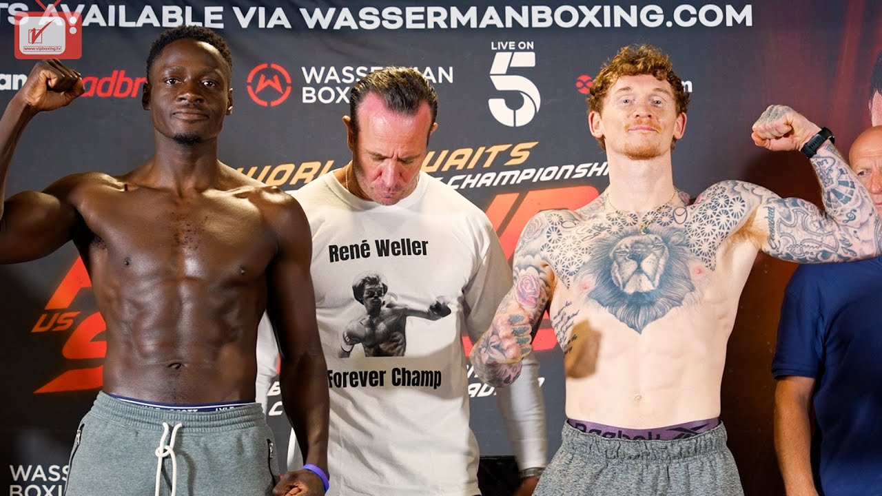 Weigh-in Mason Cartwright v Samuel Antwi for Channel 5 & Wasserman show ...