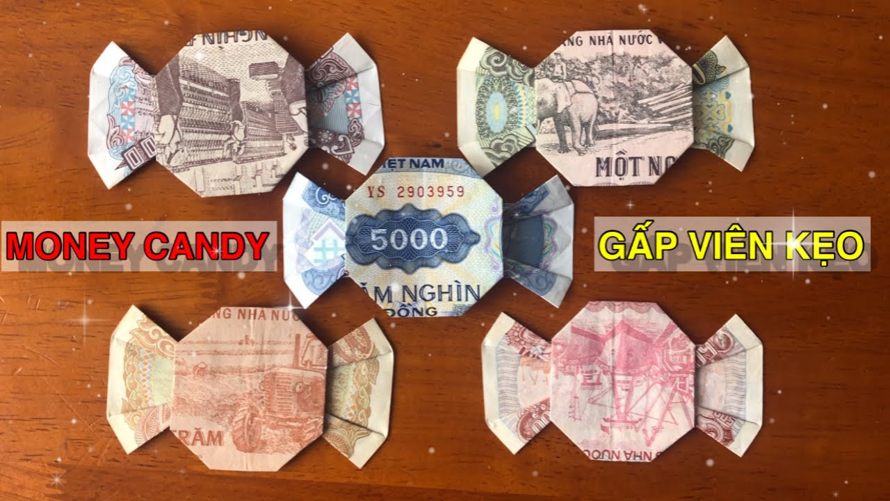 My Money CANDY || Origami Candy || Cách gấp VIÊN KẸO bằng tiền giấy ...