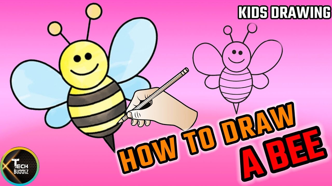 How To Draw A Bee 🐝 Bee Drawing ! Draw Bee ! Easy and Simple Drawing of ...