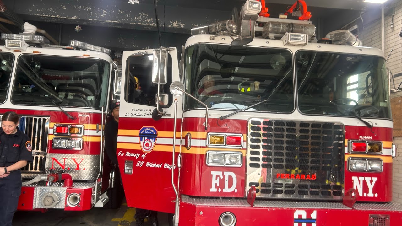 FDNY engine 161 & FDNY ladder 81 responding to a car ablaze on the ...