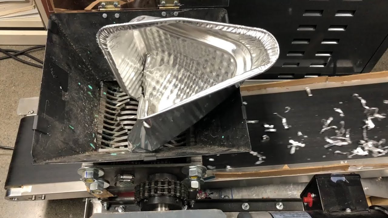 Shredding Giant Aluminum Tray and Foil - YouTube
