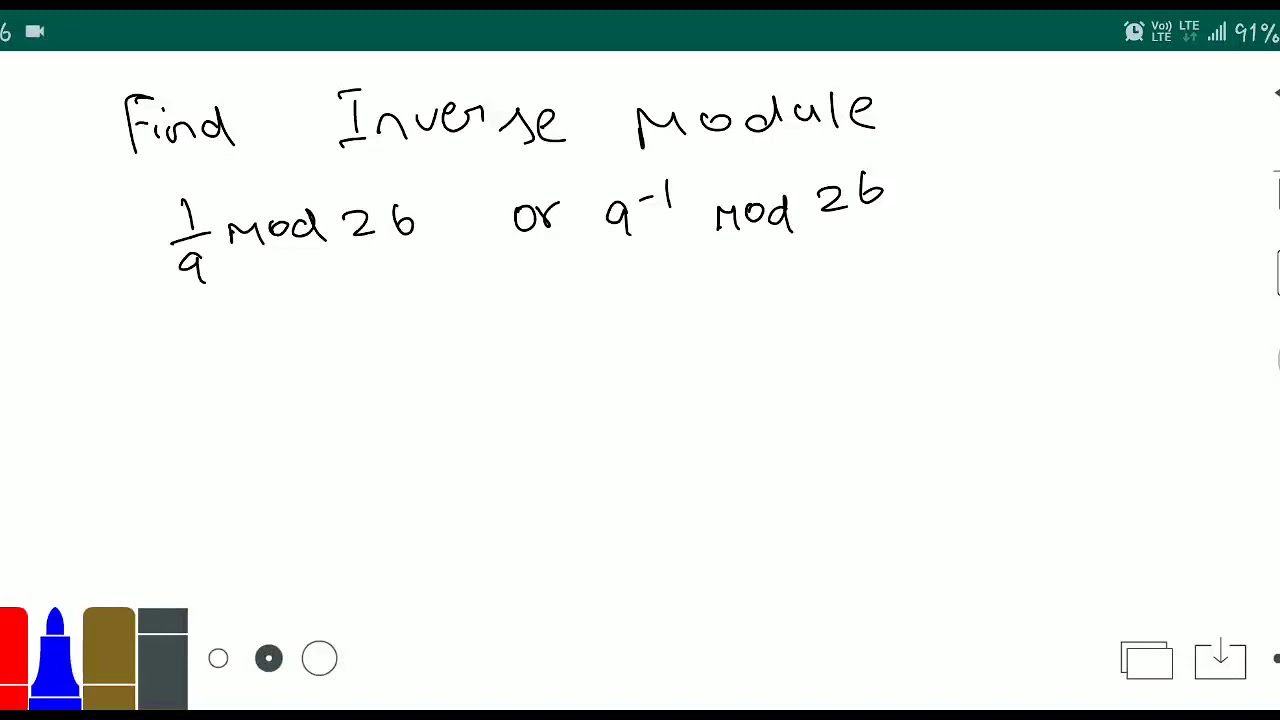 How To Find Inverse Modulo Of The Given Numbers Example 1 9 Mod 26 In