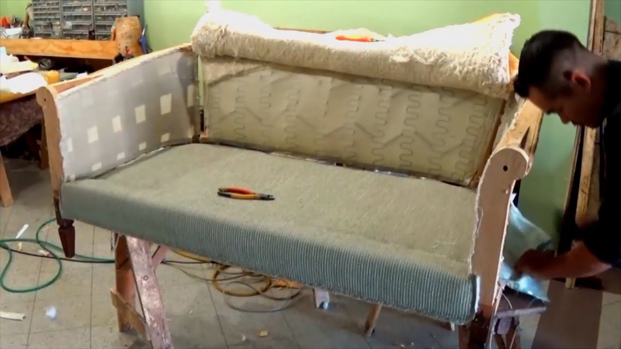 HOW TO UPHOLSTER A COUCH - YouTube