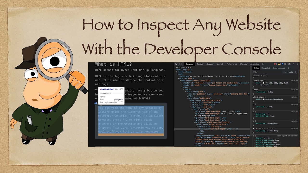 How to Inspect a Website with the Developer Console - YouTube