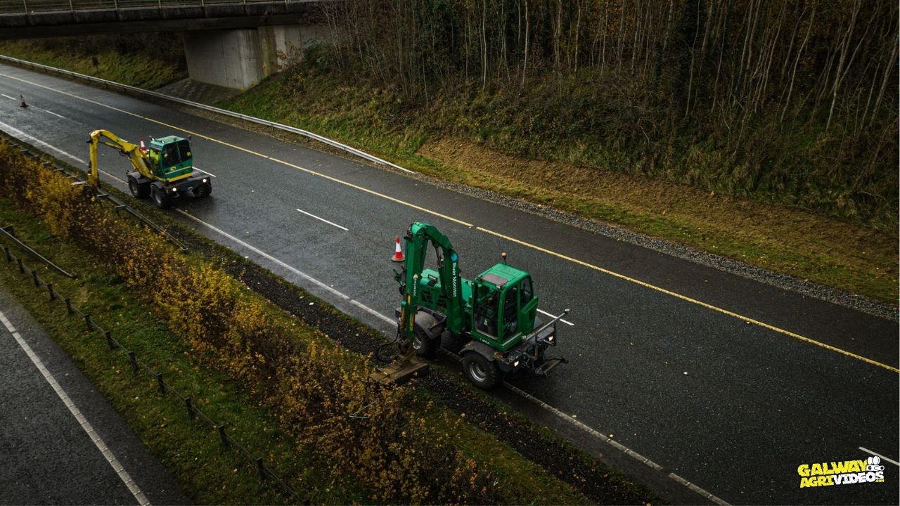 Gannon Landscaping - Hedge cutting on the M9 Motorway - YouTube
