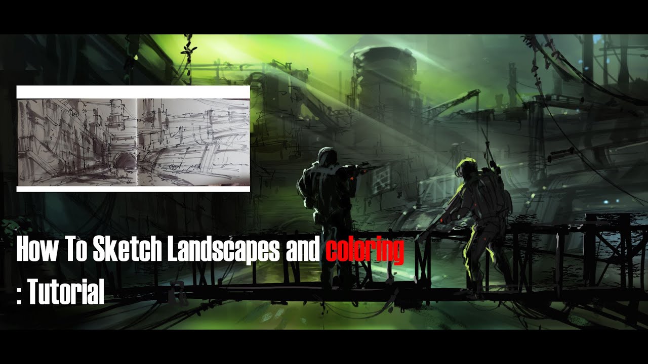 How To Sketch Landscapes and coloring : tutorial - YouTube