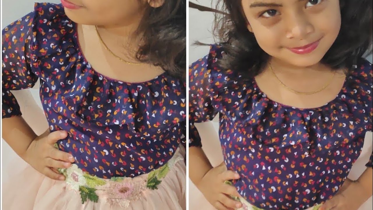 DIY- Ruffle Neck Top For Girls - YouTube