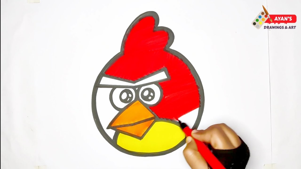How to draw an angry Bird | Angry bird drawing and colouring for kids ...