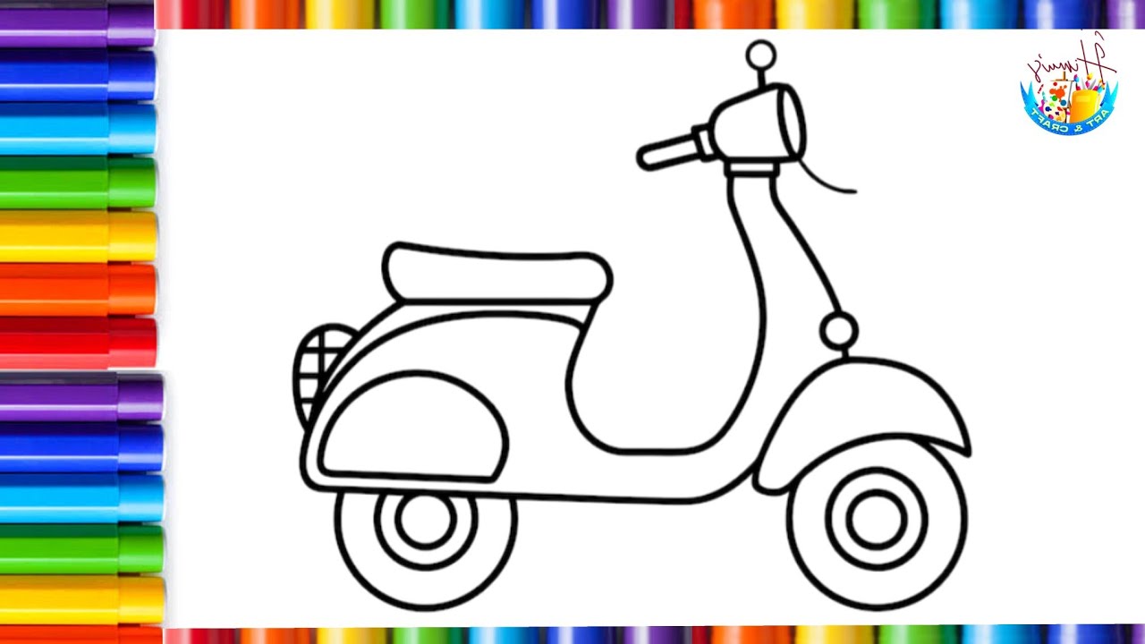 How to Draw a Scooter Easy | Step by step Scooter drawing,painting and ...