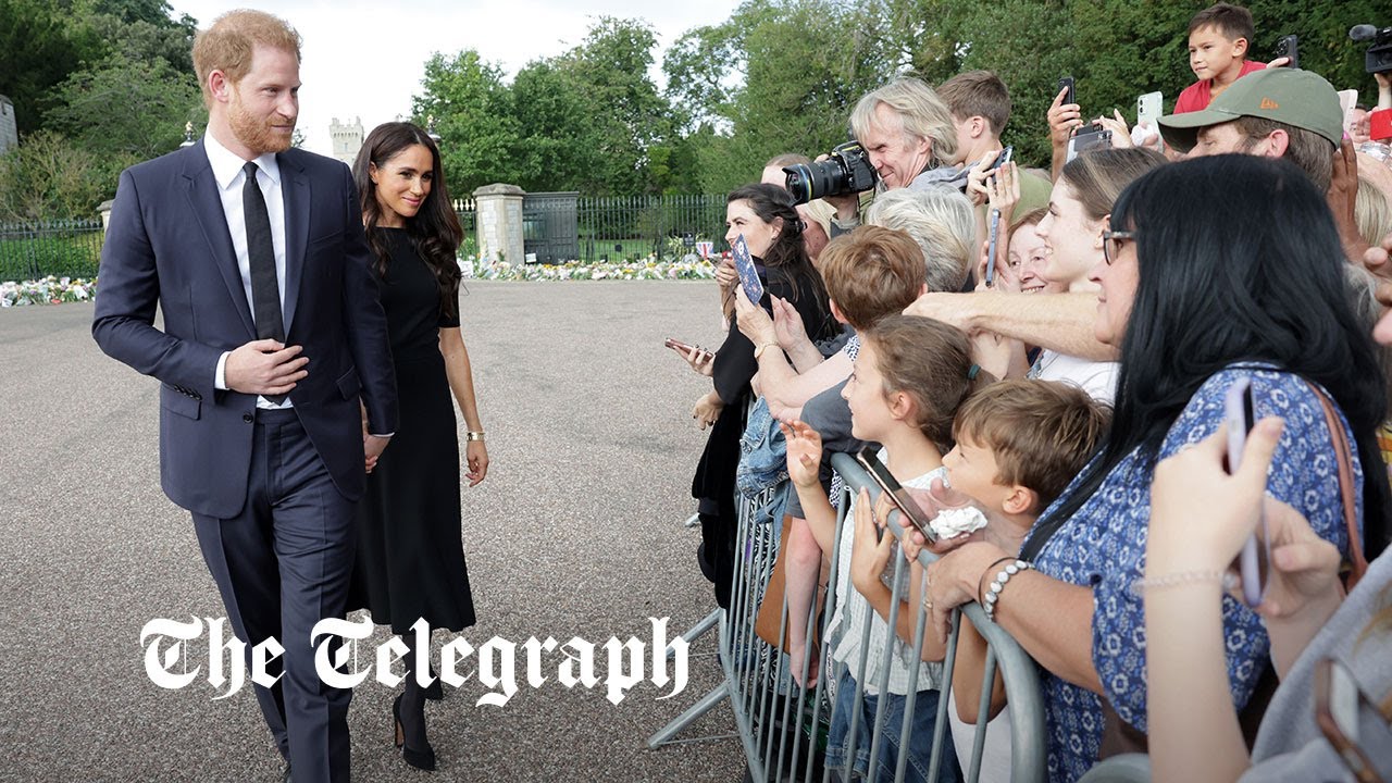 Royals in Windsor: Meghan gets a hug as she joins Prince Harry and ...