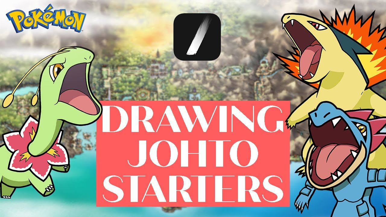 Drawing Johto Starters on iArtbook - YouTube