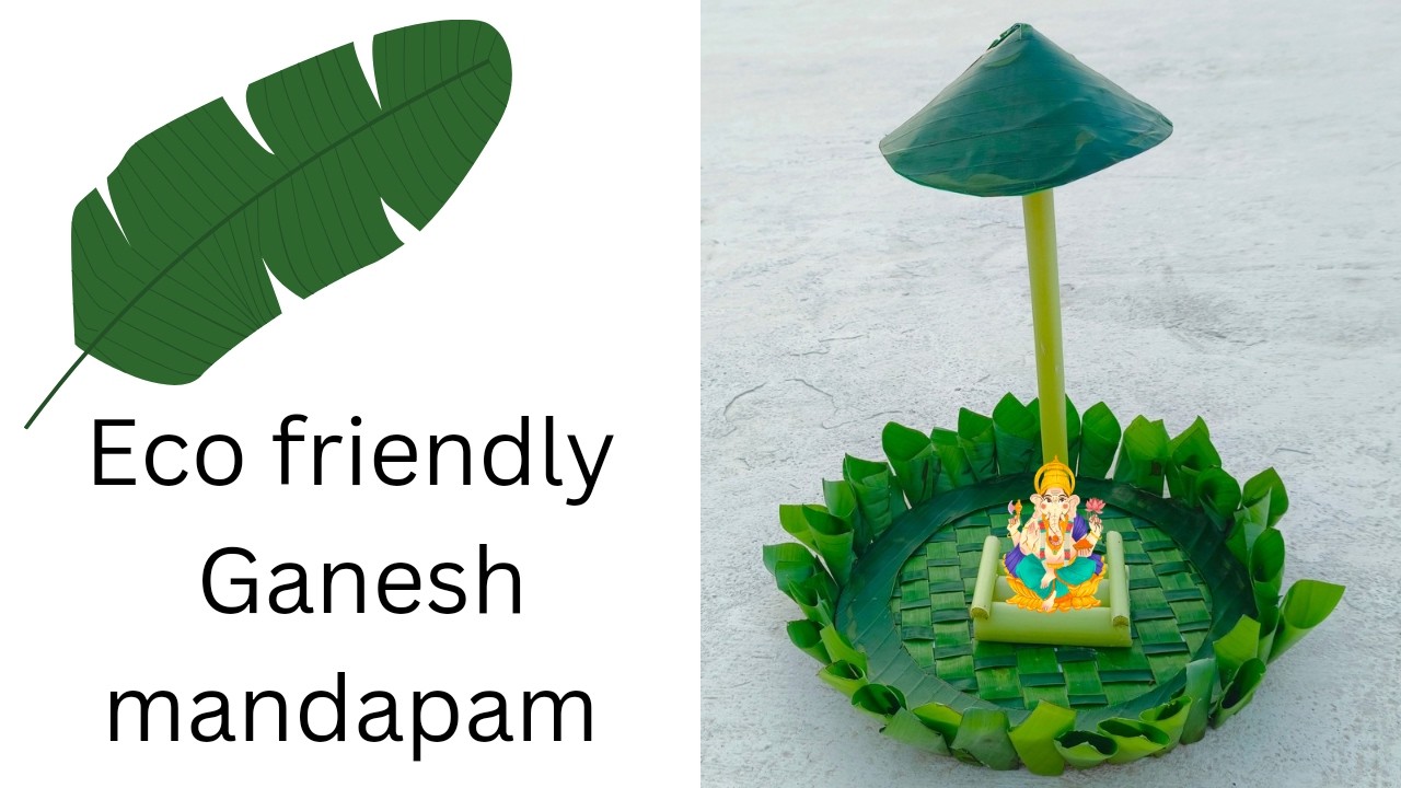 how to make eco friendly ganesh mandapam using banana leaf 🌿 #diy # ...