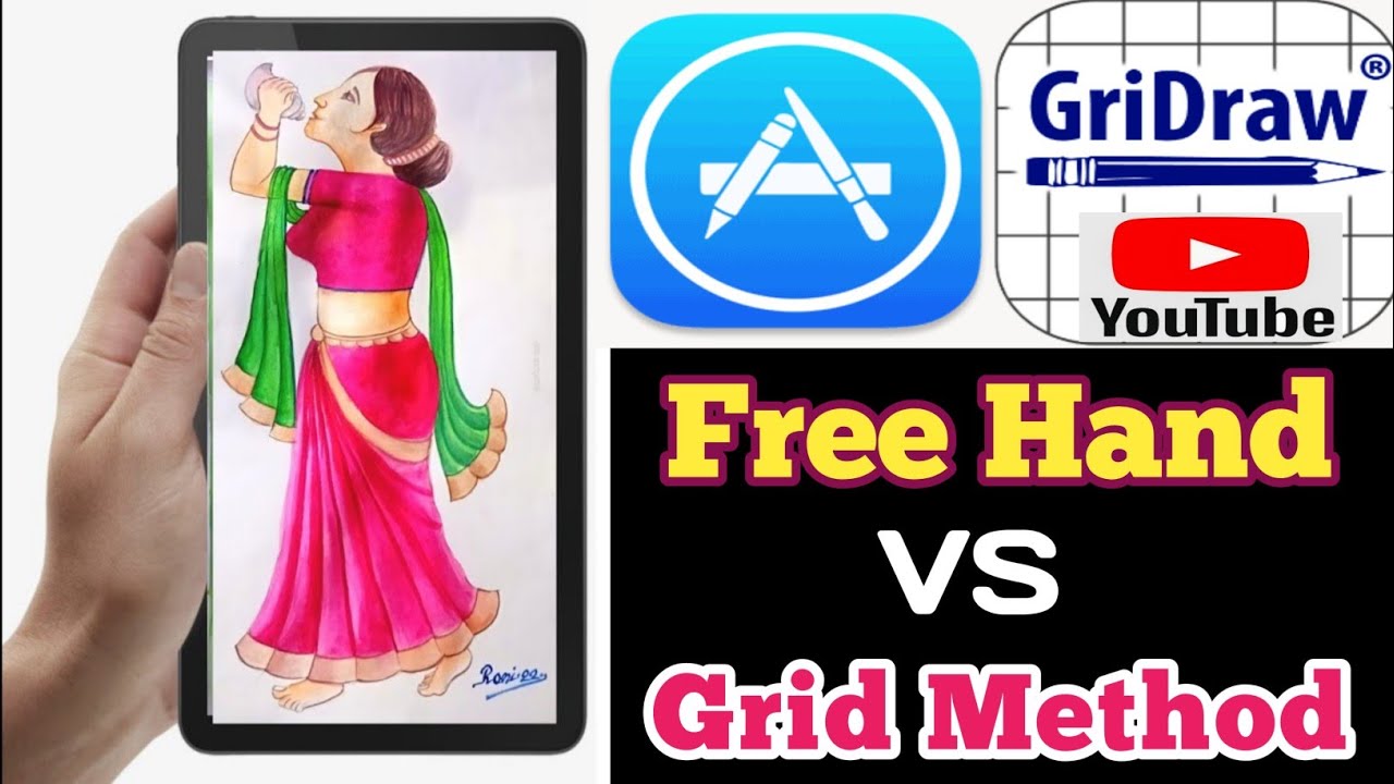 Free Hand Vs Grid Mathod Process - ( @RoniArtknowledge ) DIY Art - YouTube