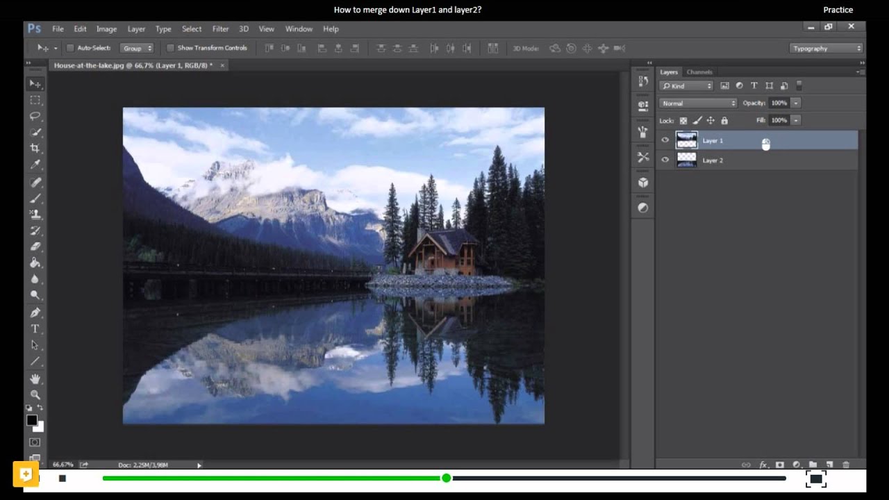 How to merge down Layer1 and layer2 in Photoshop - YouTube