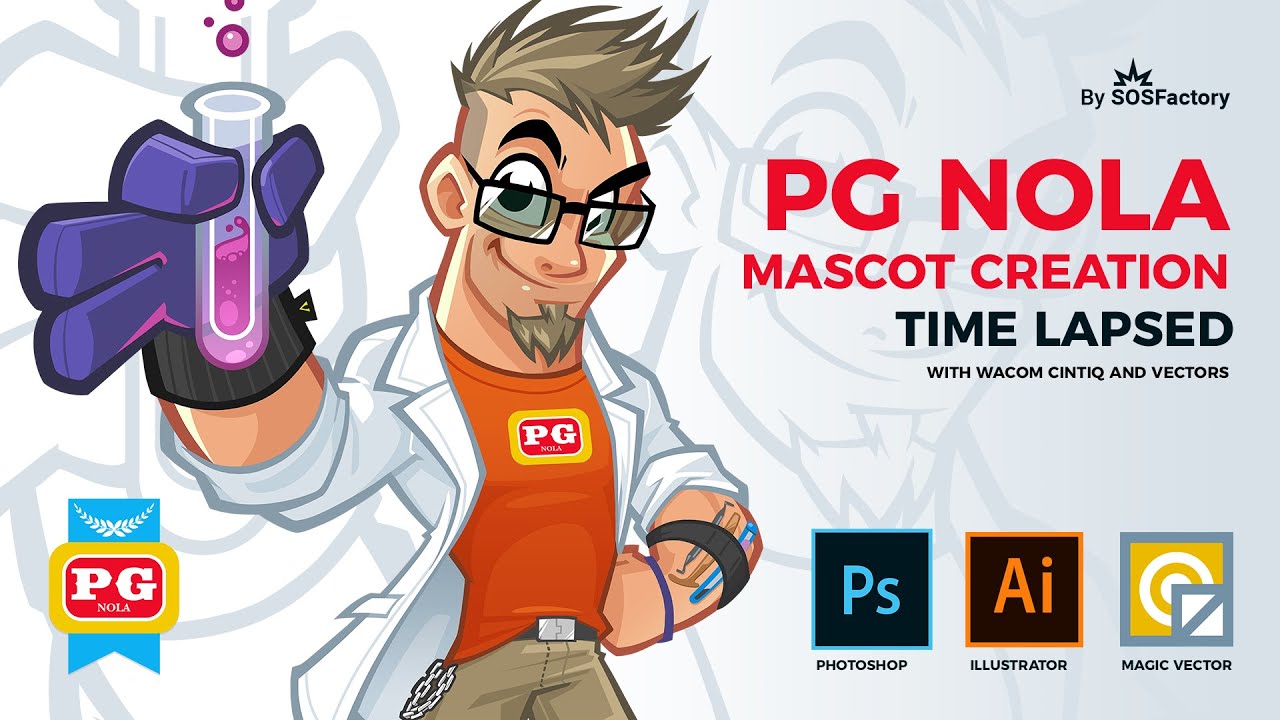 Mascot character creation for PG Nola in Photoshop and Illustrator ...
