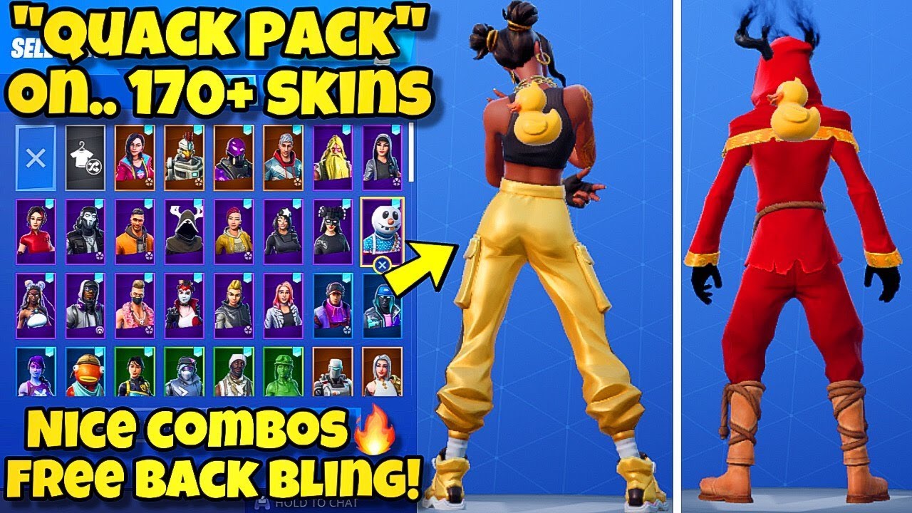 NEW "QUACK PACK" BACK BLING Showcased With 170+ SKINS! Fortnite BR ...