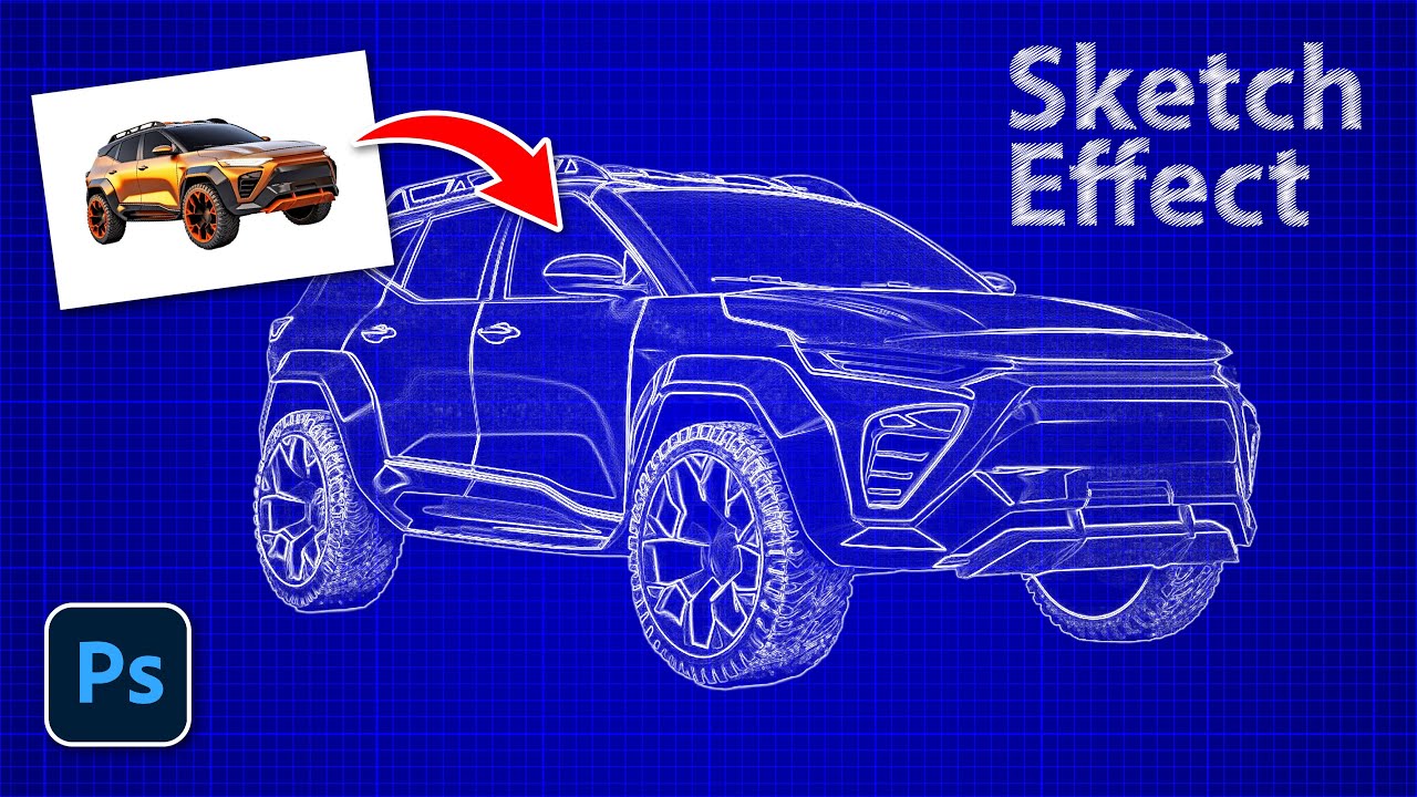 Easy how to make Blueprint Sketch Effect in Photoshop - YouTube