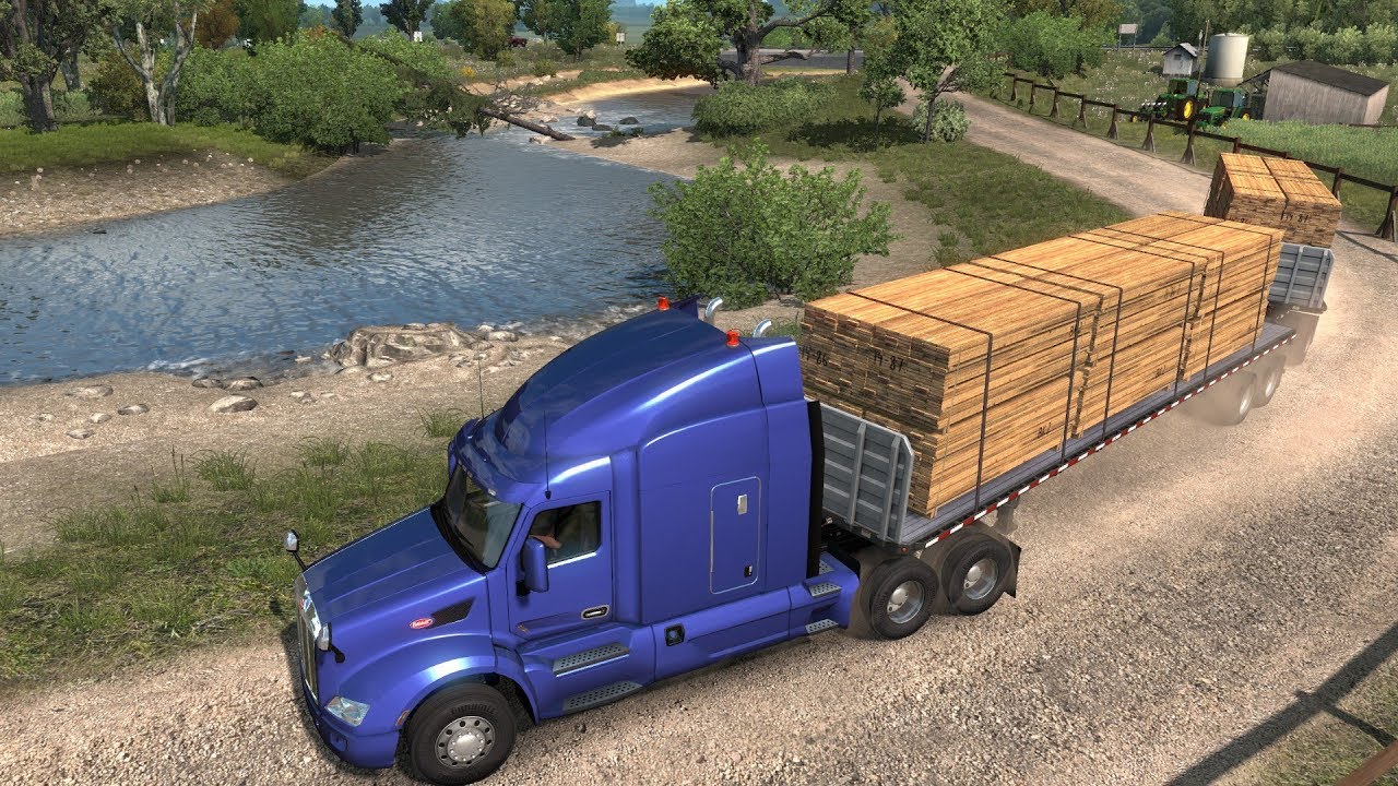 American Truck Simulator Oregon DLC Hauling Double Log Trailers - YouTube