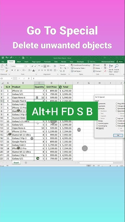 Delete unwanted objects in excel with Find & Select. #shorts #excel #howto #learning - YouTube