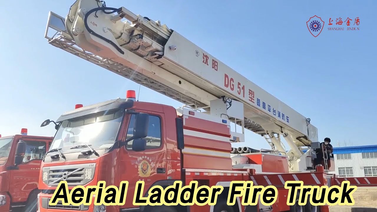 Hydraulic Aerial Ladder Fire Truck Two Seats Heavy Lift Jet High ...