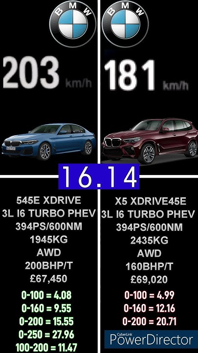 BMW 545E XDRIVE 394PS G30 VS BMW X5 XDRIVE45E 394PS G05 ACCELERATION 0 250KM/H #shorts - YouTube