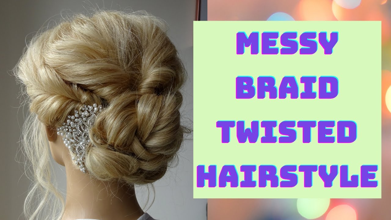 easy messy braid twisted hairstyle - YouTube