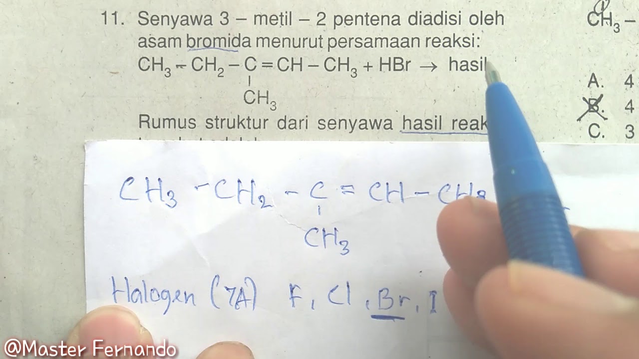 Hidrokarbon kelas 11 - Reaksi Adisi Halogen (Alkena) - simple konsep ...