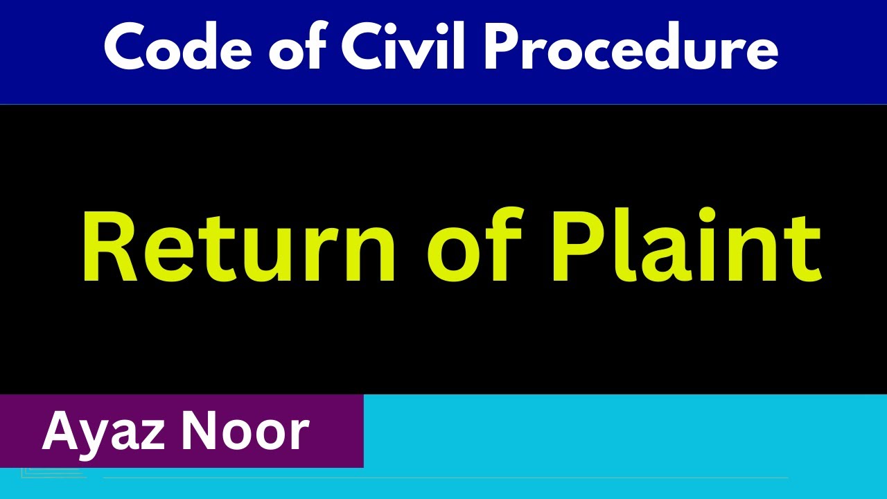 Return of Plaint || CPC || Ayaz Noor - YouTube