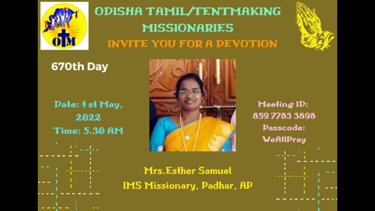 670th Day - Mrs. Esther Samuel, IMS - 1st May 2022 - YouTube