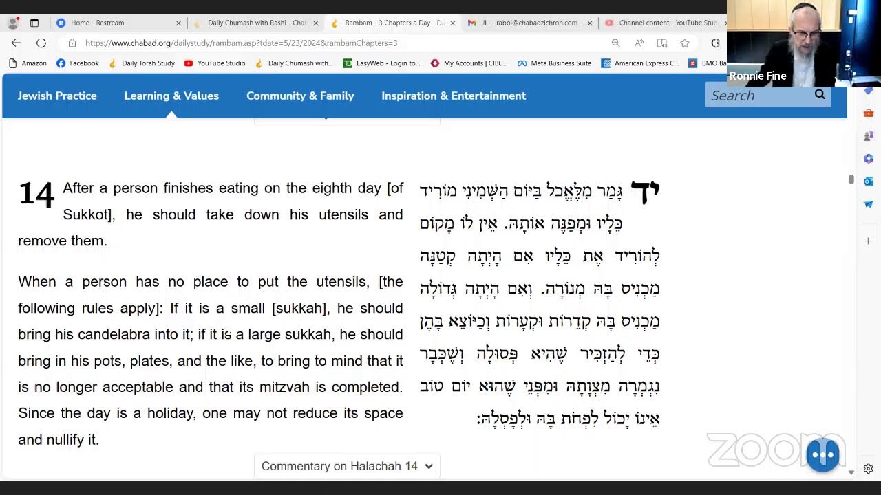 Rambam Daily Learning - Laws of Holydays - YouTube
