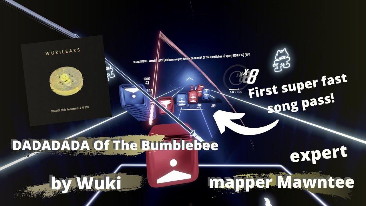First Super fast song pass! Beat saber | DADADADA Of The Bumblebee | by Wuki (expert) 80.43% ...