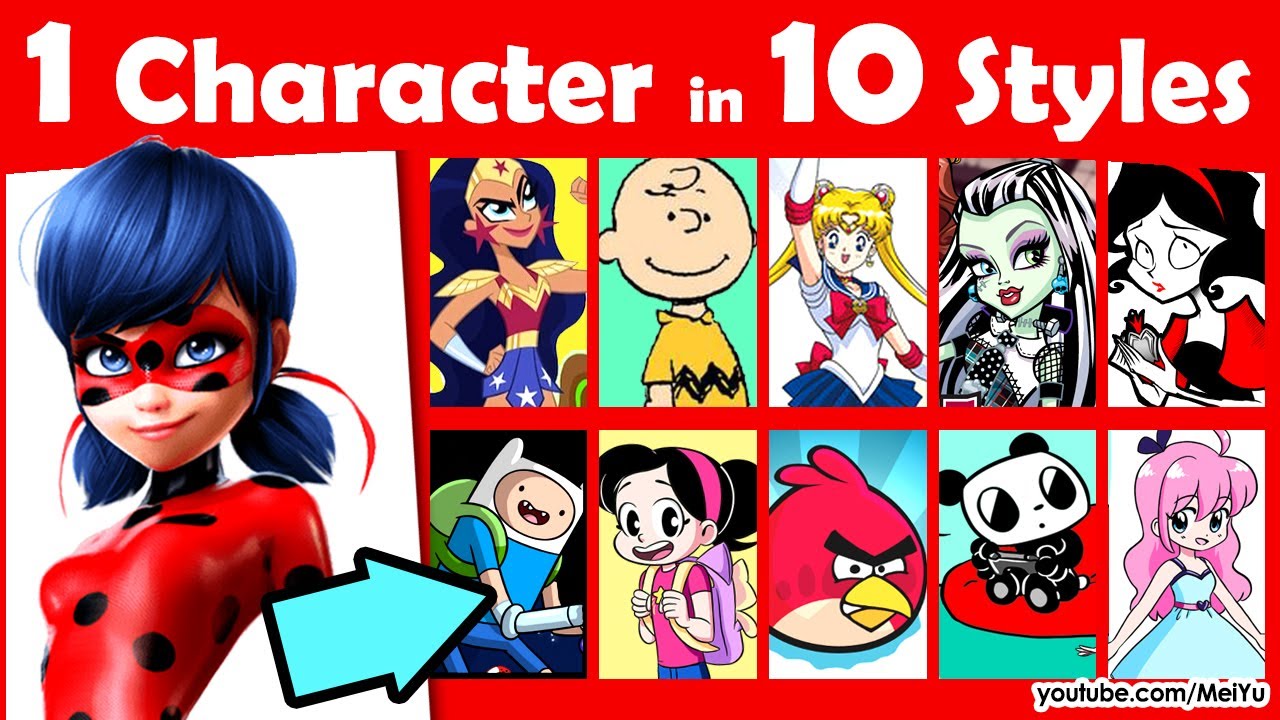 Draw Miraculous Ladybug 10 Art Styles Swap Challenge | NEW How to Draw ...