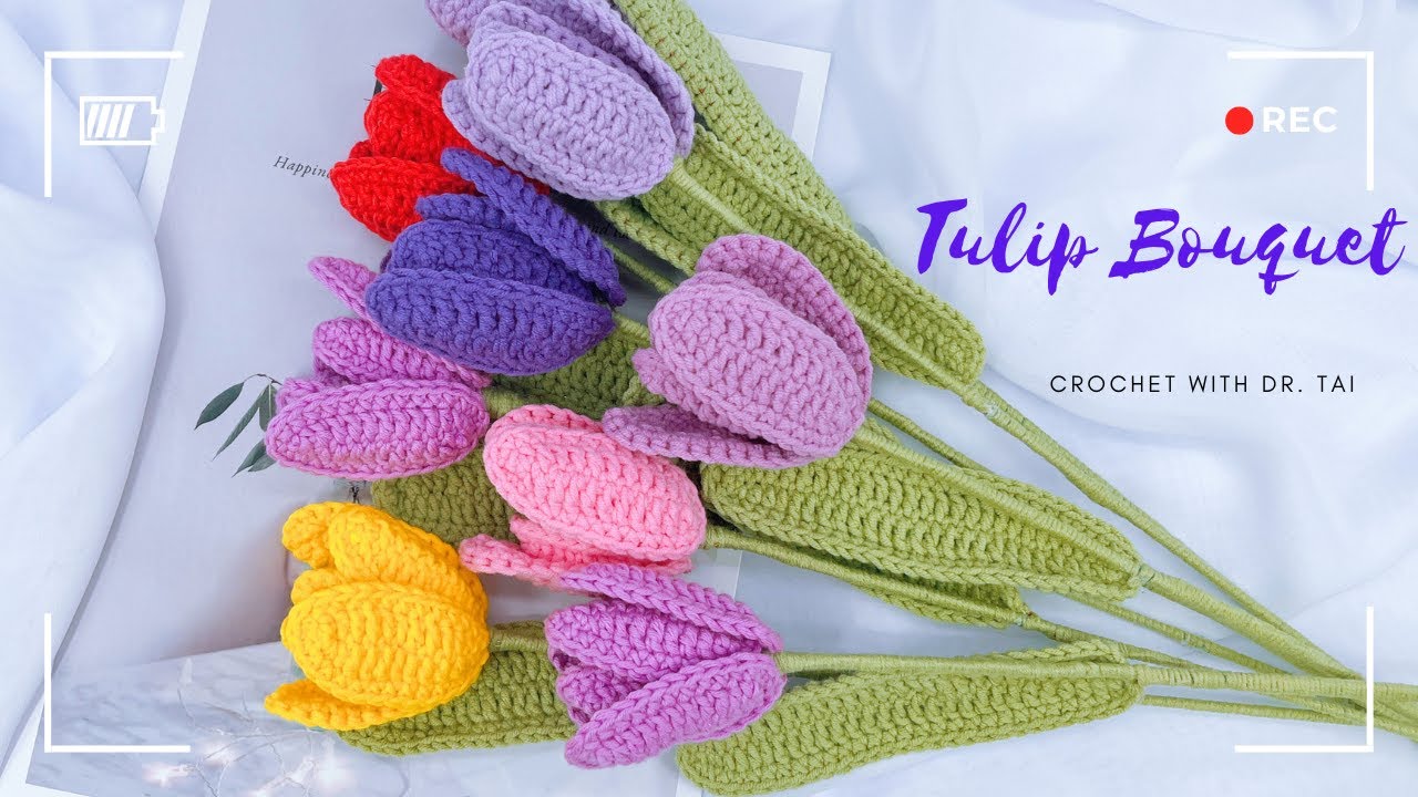 【EP291】 Crochet Tulip Flower Bouquet - YouTube