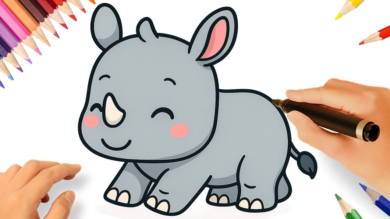 HOW TO DRAW A CUTE RHINO 🦏 EASY STEP-BY-STEP TUTORIAL - YouTube