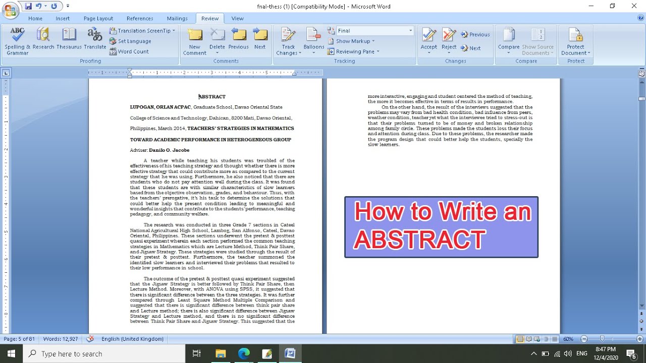 How to Write an ABSTRACT Explained in Filipino - YouTube