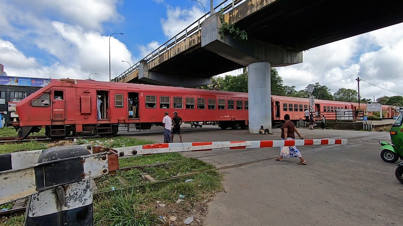 Ragama Junction Railway Station Level Crossing with Class S11 Red ...