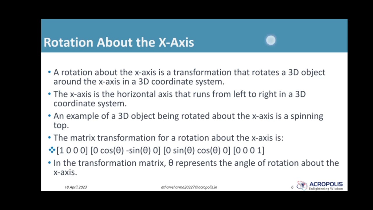 3d rotation (about x y and x axis) with matrix - YouTube