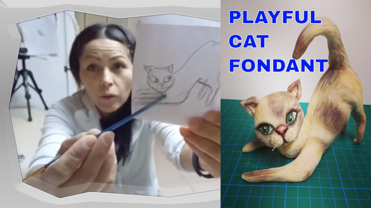 PLAYFUL CAT FONDANT - STEP BY STEP - YouTube