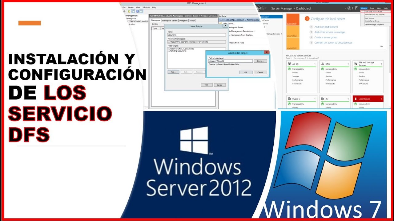 Tutorial -| Windows Server 2012 Instalación y Configuración DFS conectar a Espacio de Nombres ...